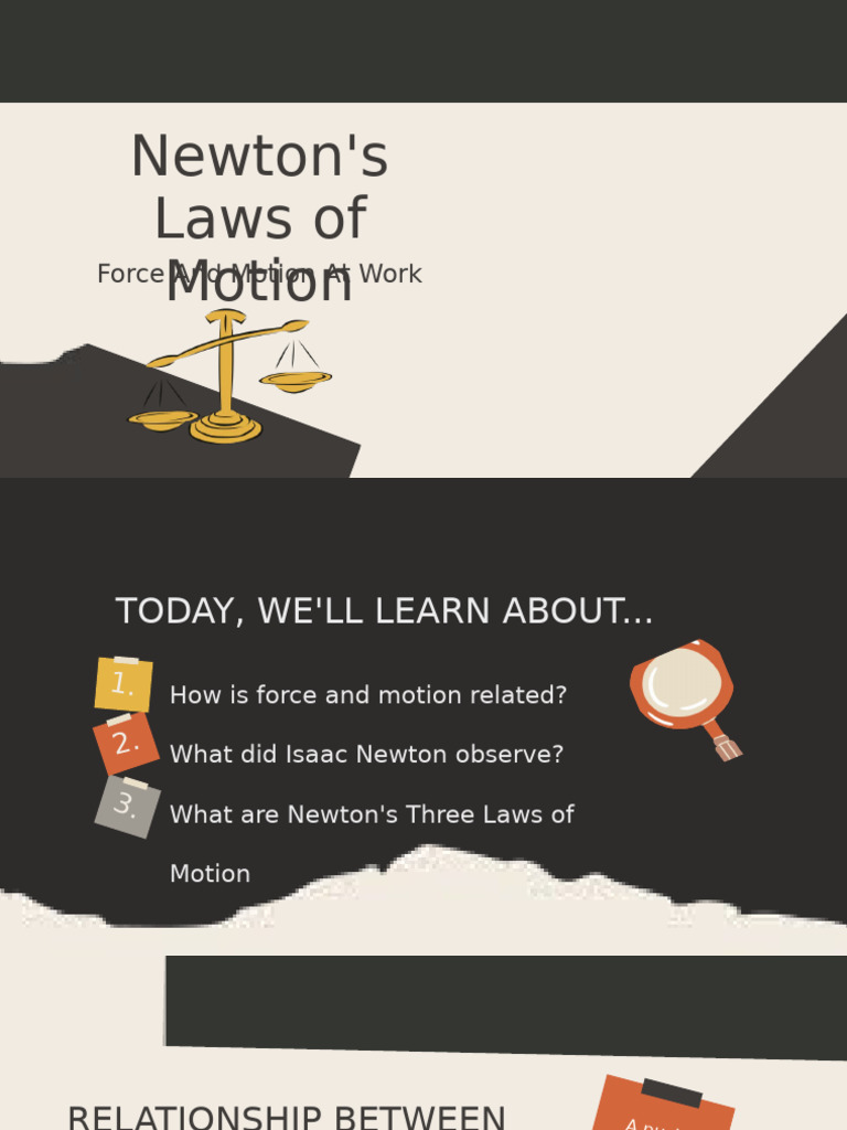Newton's Laws of Motion at Work Science Presentation in Beige Charcoal ...