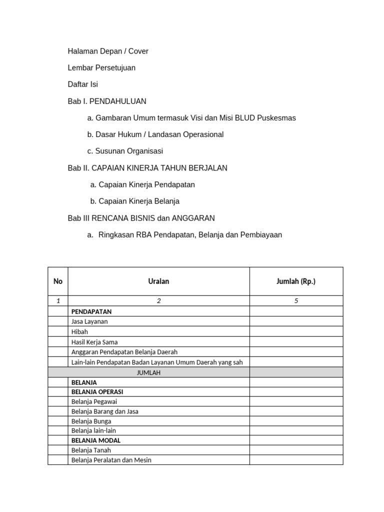 Rencana Bisnis dan Anggaran BLUD | PDF