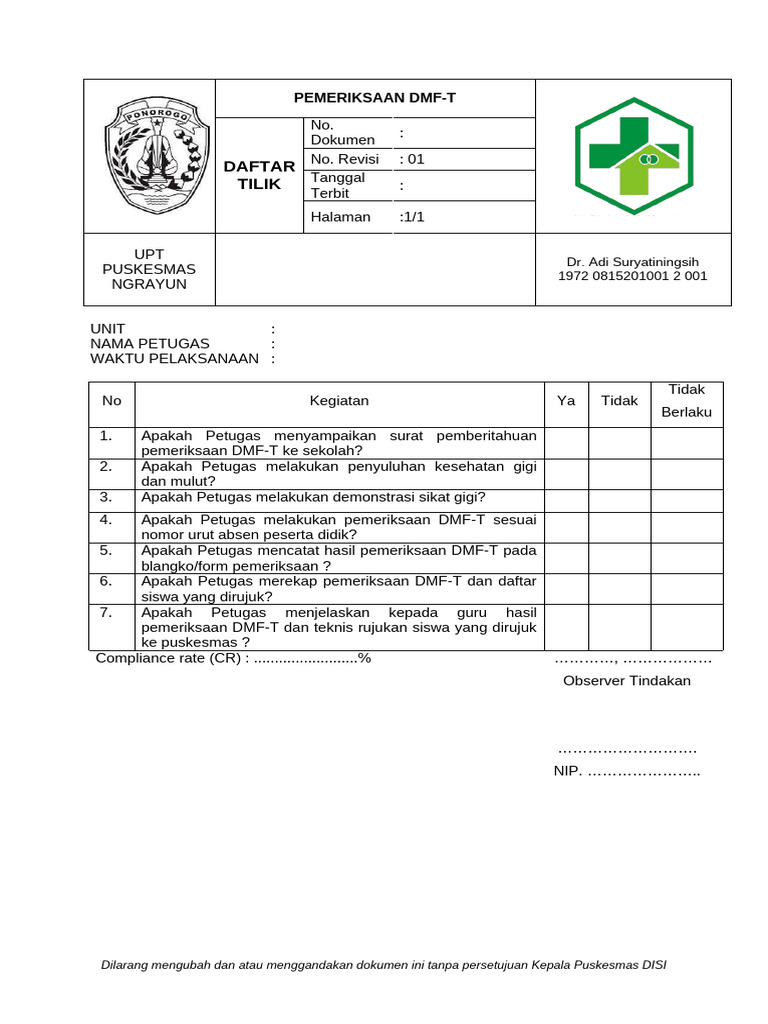 DT PEMERIKSAAN DMF-T | PDF