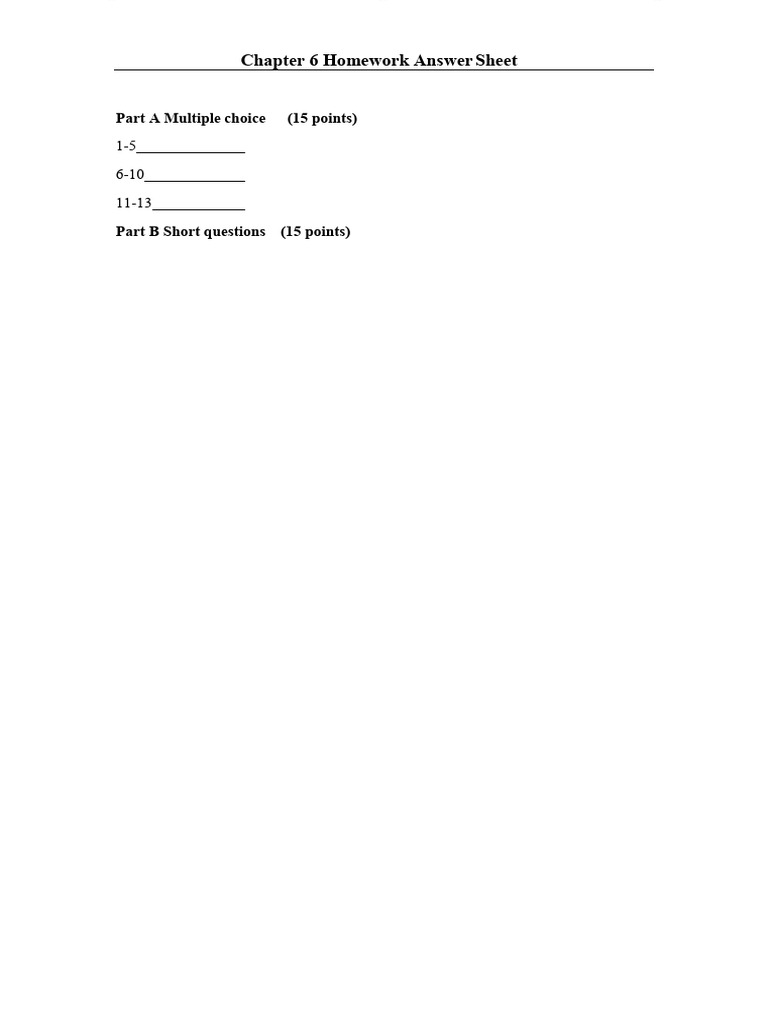 06 Homework Answer Sheet | PDF