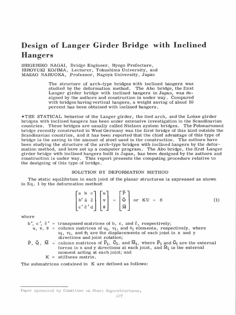 Langer Bridge Design With Inclined Hangers | PDF | Matrix (Mathematics ...