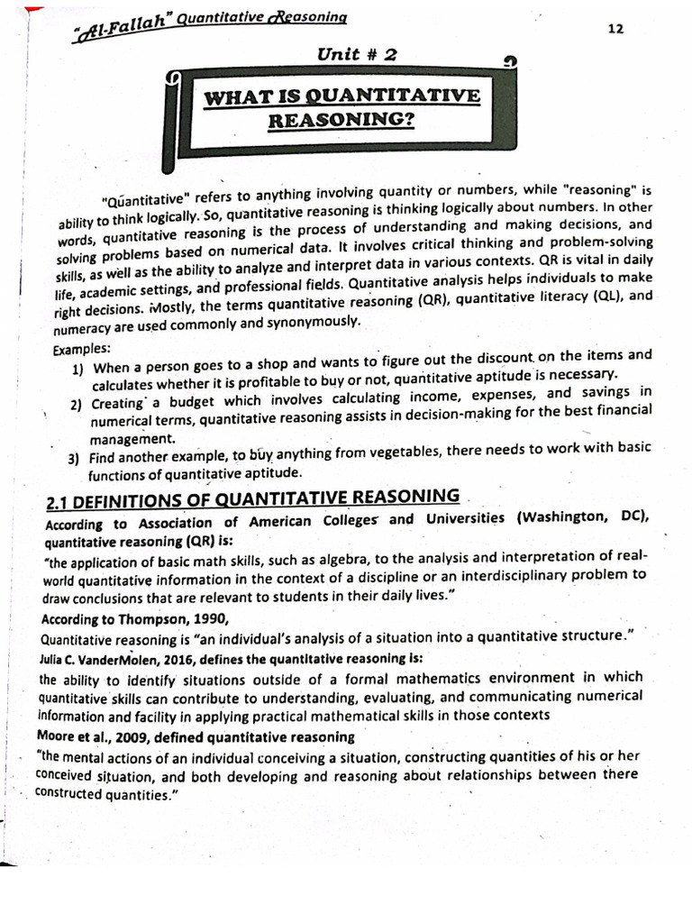 CHAP 2 Quantitative Reasoning | PDF