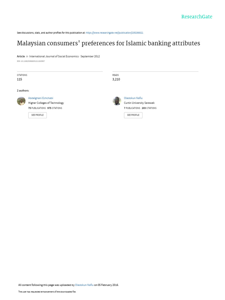 Malaysian Consumers' Preferences For Islamic Banking Attributes | PDF ...