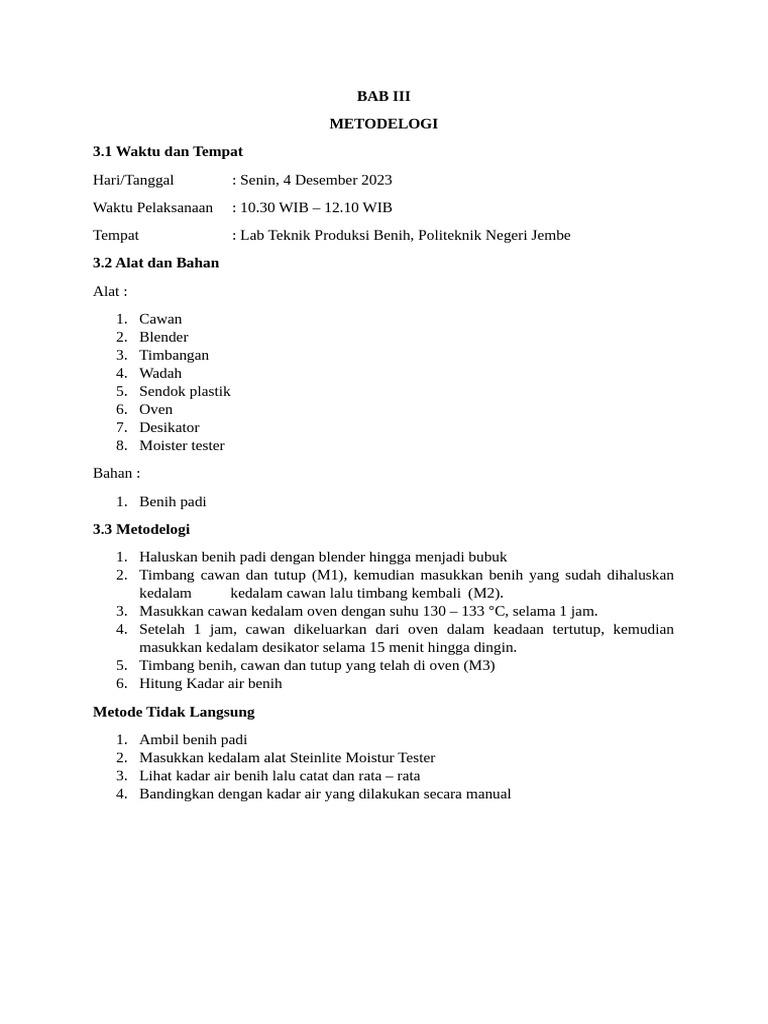 Kadar Air Tekben | PDF