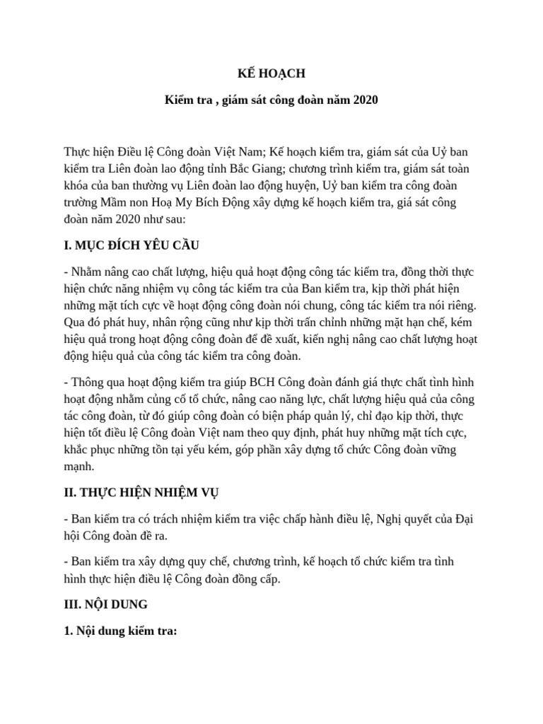 KẾ HOẠCH KTRA UBKT | PDF