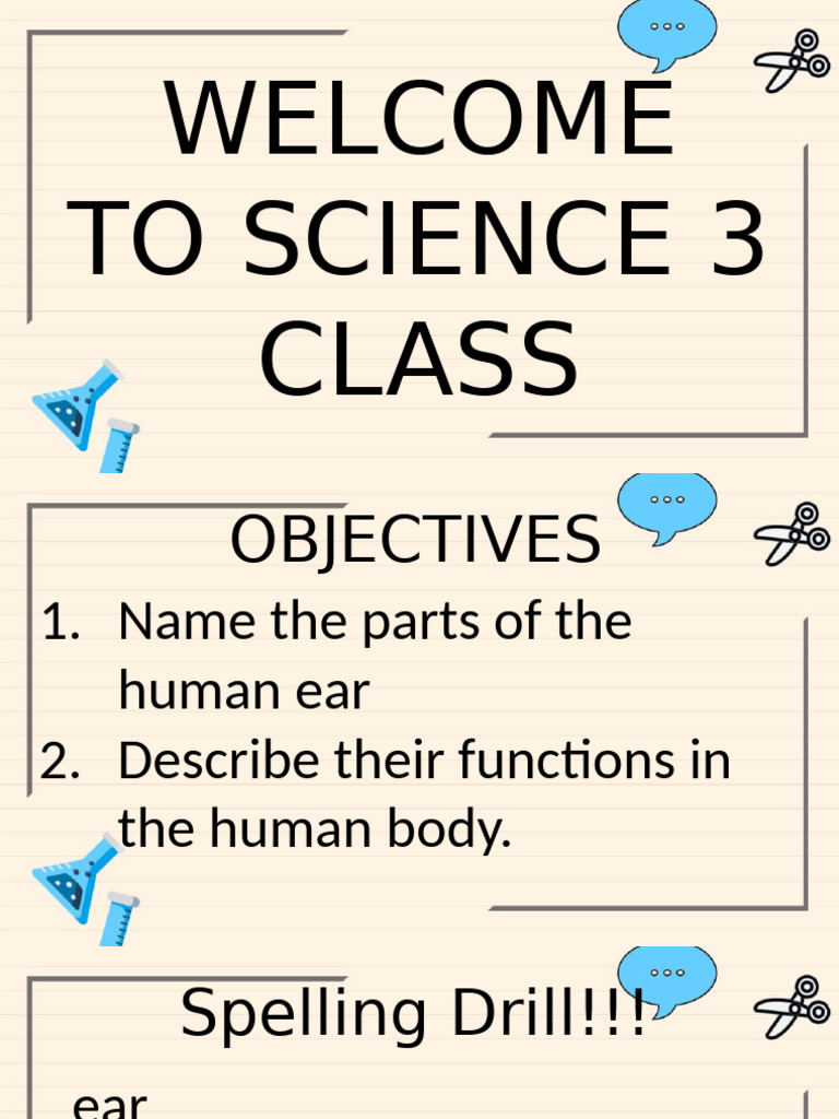 Jabl Science 3 Lesson 1 Functions of the Ears in the Human Body | PDF ...