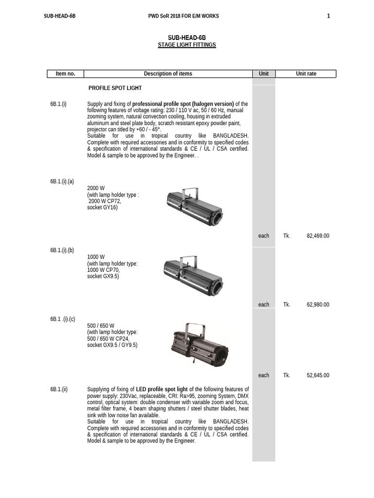 SUB-HEAD-6B New Stage Light | PDF | Ac Power Plugs And Sockets | Frequency