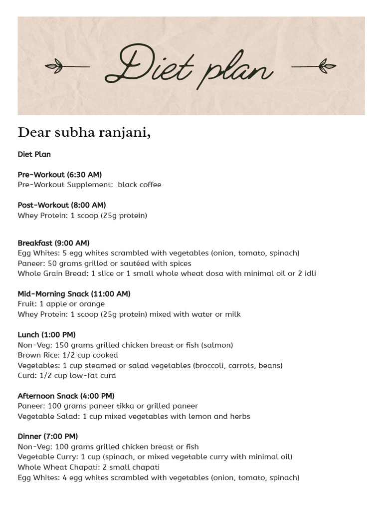 Balanced Diet Plan for Fitness | PDF