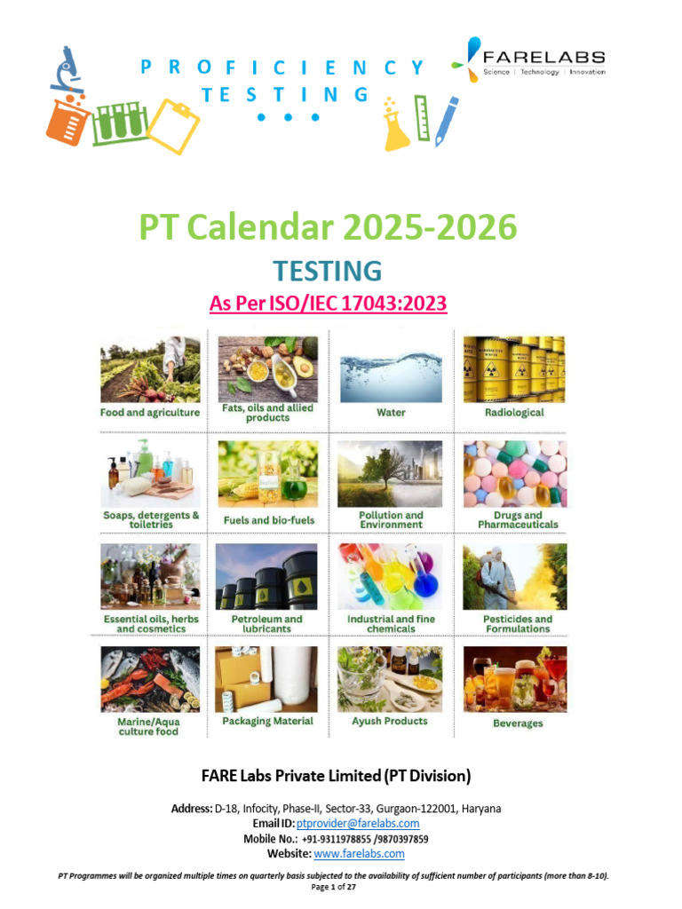 FARE Labs PT Calendar 2025-2026 | PDF | Milk | Fat