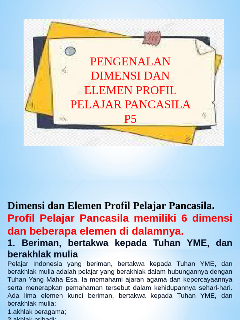Pengenalan Dimensi Dan Elemen P5 | PDF