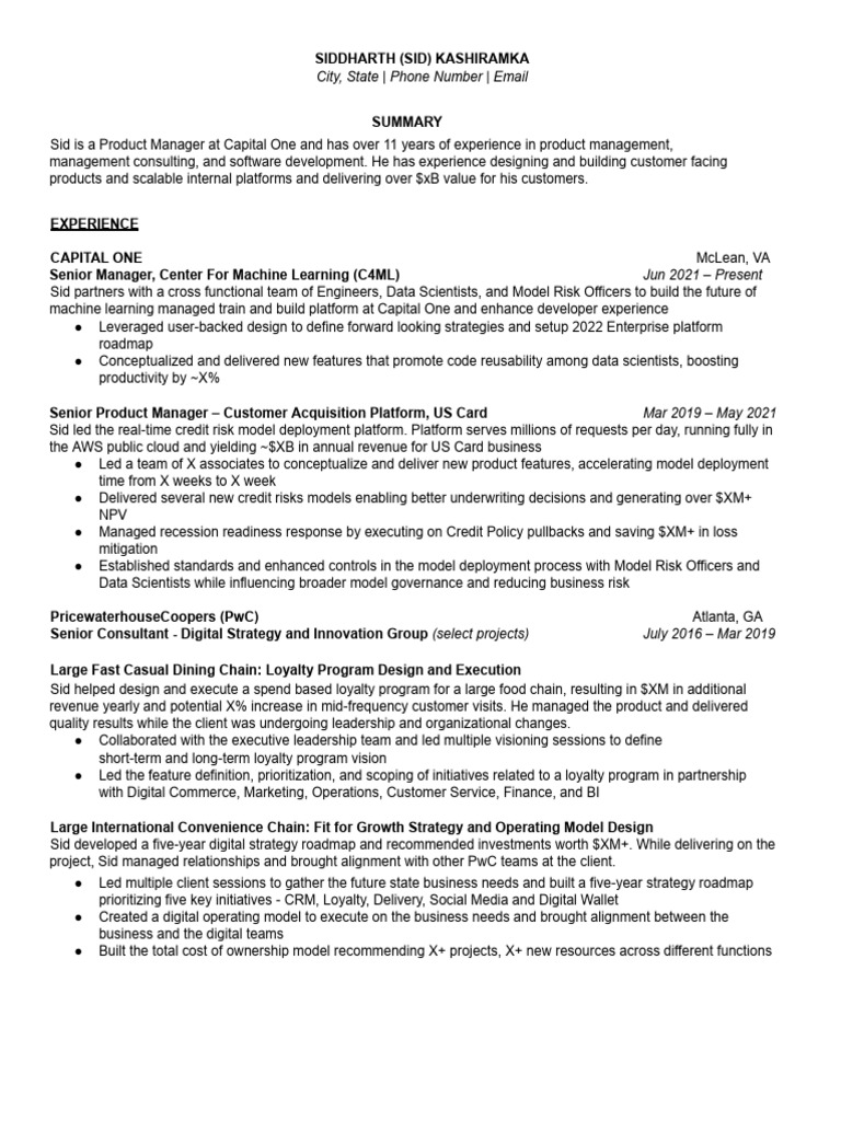 Product Resume Amazon Siddharth-Kashiramka | PDF | Customer Relationship Management | Business