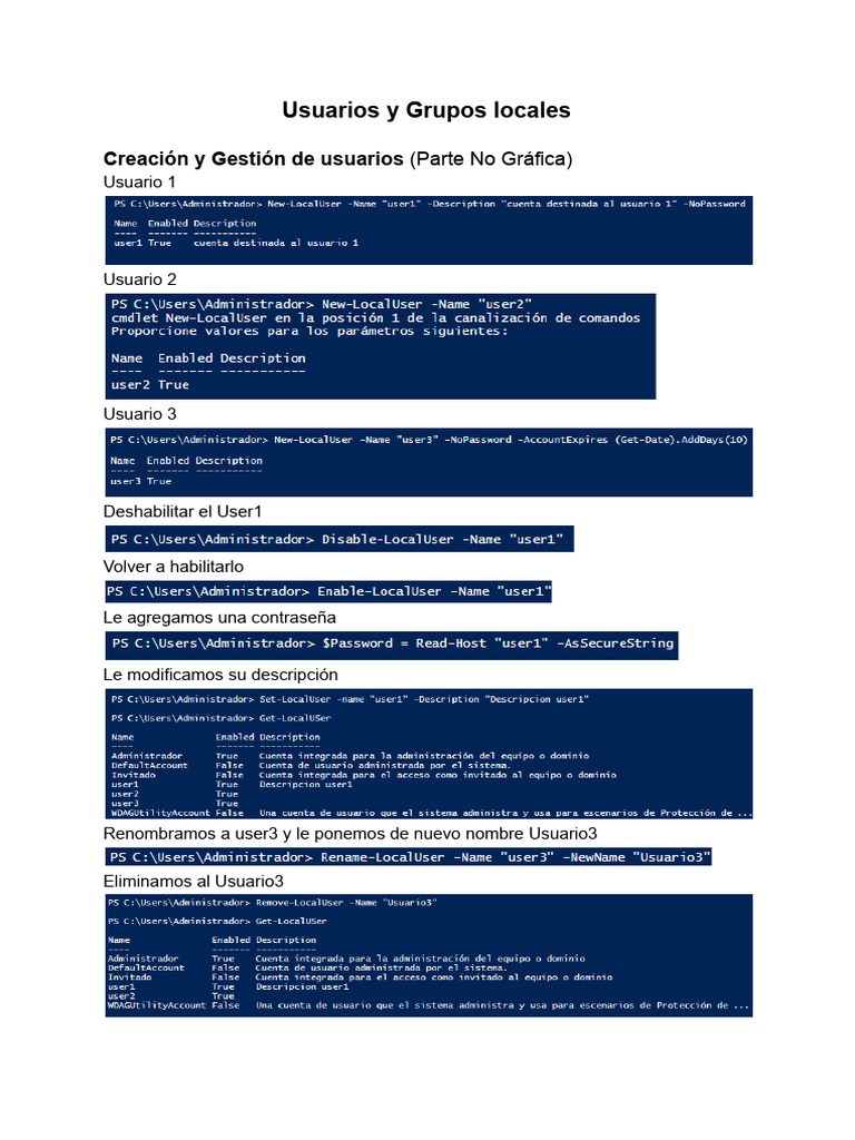 Usuarios y Grupos Locales | PDF