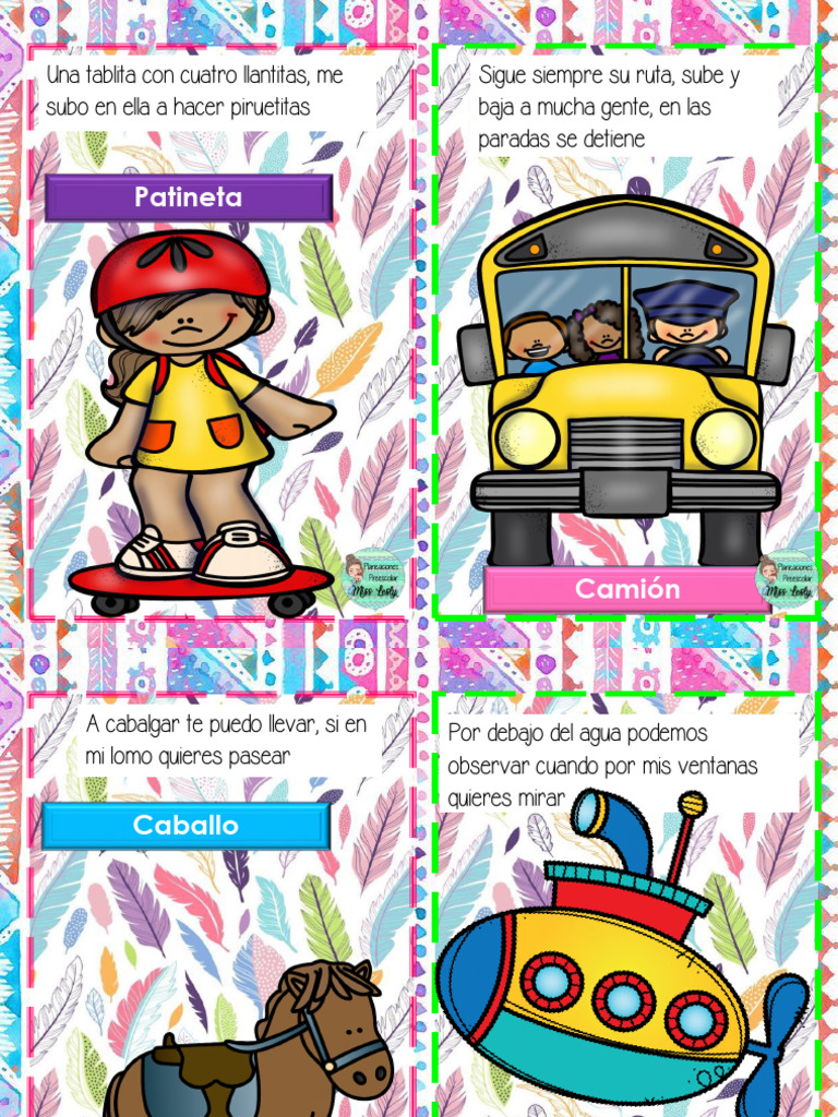 Adivinanzas Medios de Transporte Miss Lesly Gratuito | PDF | Vehículos ...