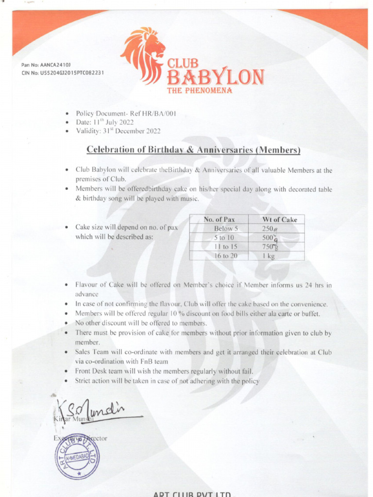 Celebration of Birthday & Anniversaries (Members) | PDF