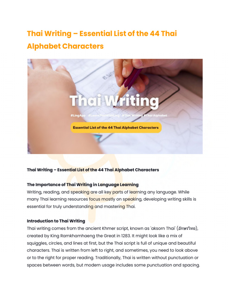 44 Thai Alphabet Characters 1 | PDF | Linguistics | Writing