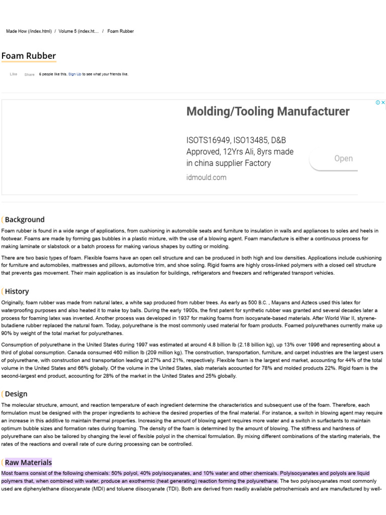 foam rubber | PDF | Polyurethane | Materials