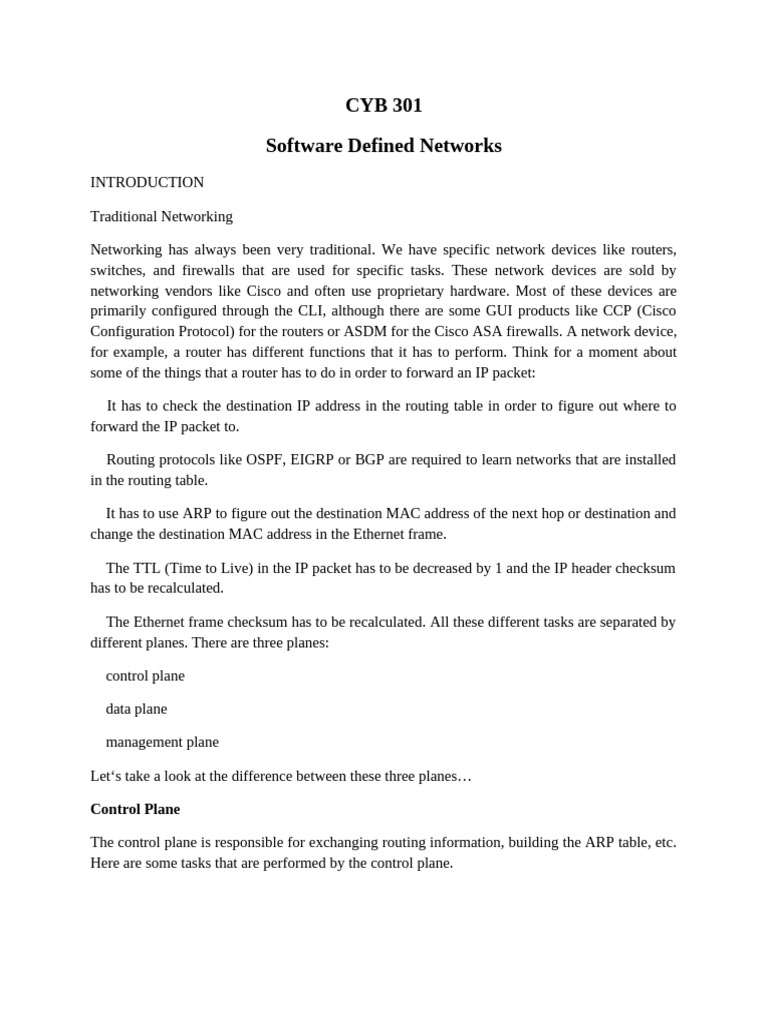 CYB 301 System Defined Network | PDF | Computer Network | Router (Computing)