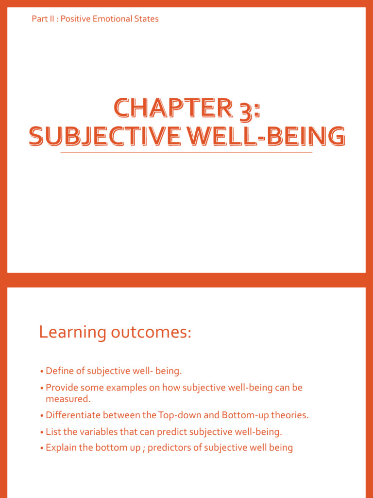 Chapter 3 - Subjective Well-Being | PDF | Extraversion And Introversion | Self Esteem