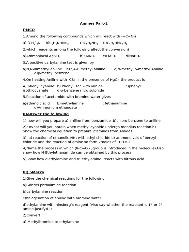 Amines Prep & Chem Prop | PDF