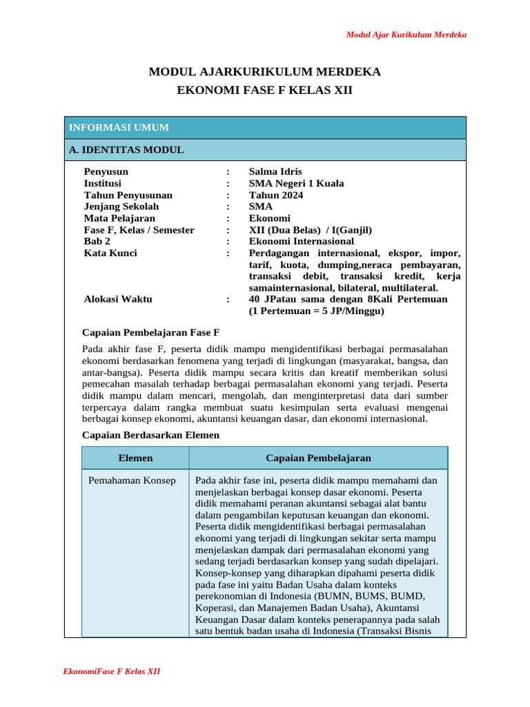 4. Modul Ajar BAB 2 Ekonomi Internasional | PDF