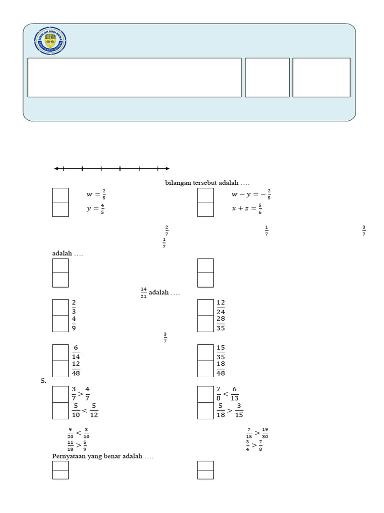LKPD Persiapan PHT Bilangan Rasional (1) | PDF