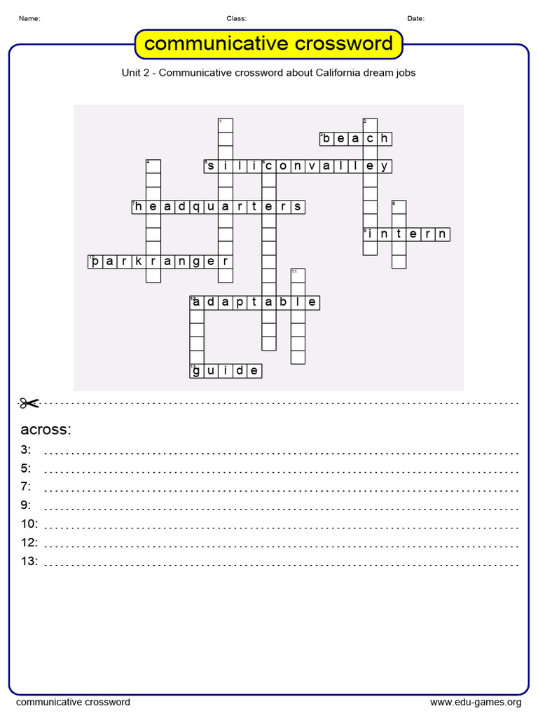 California Dream Jobs Crossword | PDF