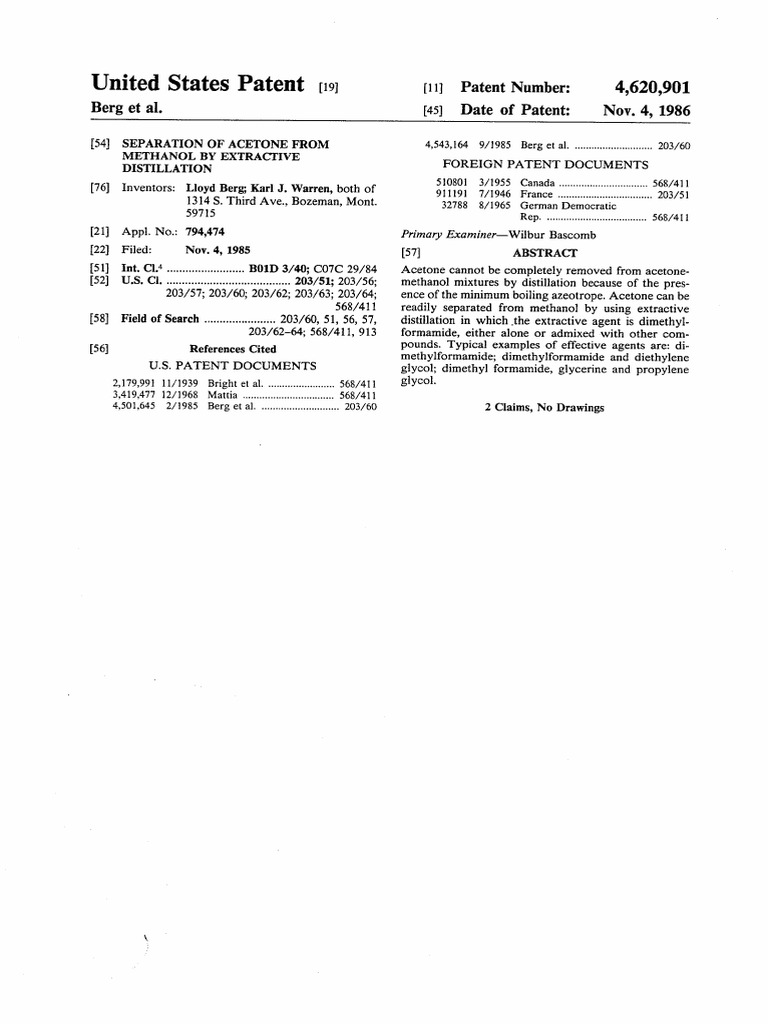 Acetone Methanol Separation | PDF