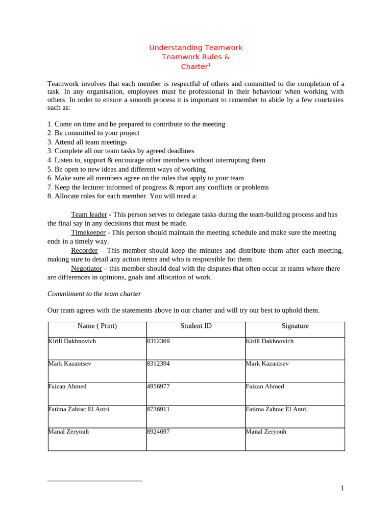 Teamwork template | PDF | Business