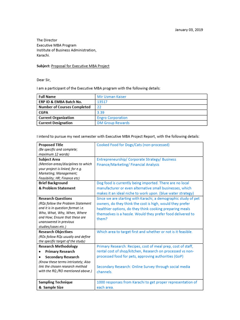 MBA Proposal | PDF | Master Of Business Administration | Business