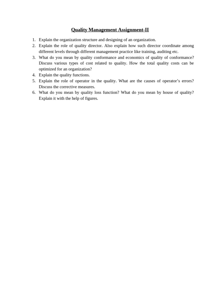 Quality Management Assignment - 2 | PDF