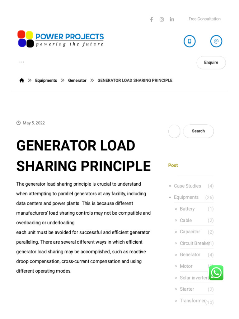 GENERATOR LOAD SHARING PRINCIPLE - Power System Studies | PDF | Electric Power System | Electric ...