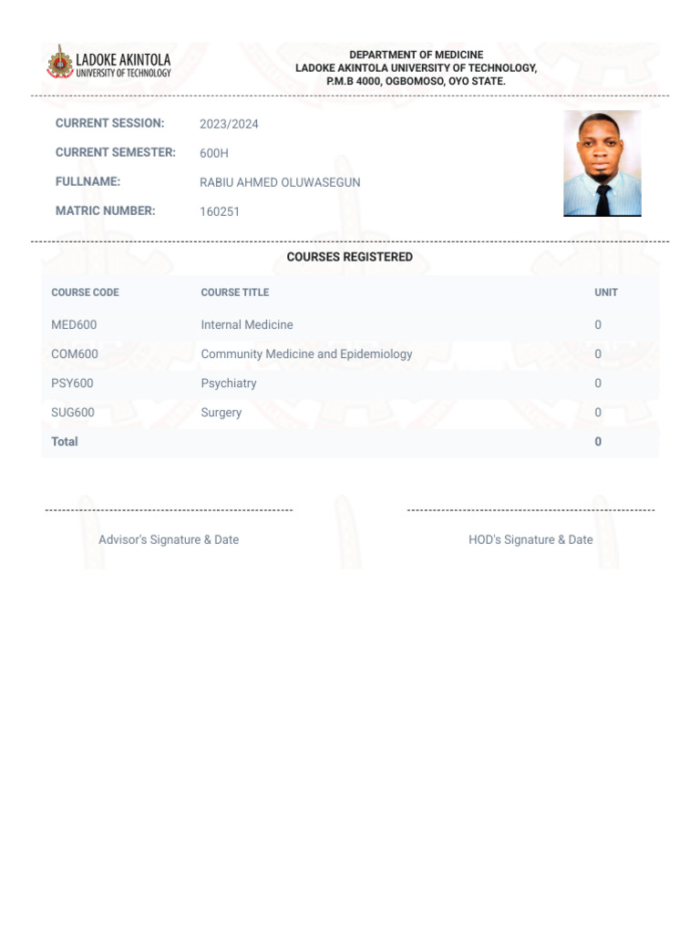 Course Registration for Medicine Students | PDF