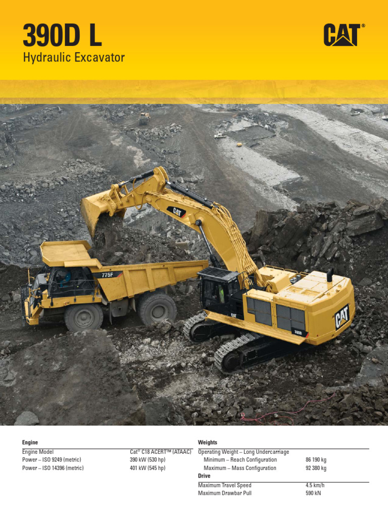 Hydraulic Excavator: Engine Weights | PDF | Horsepower | Pump