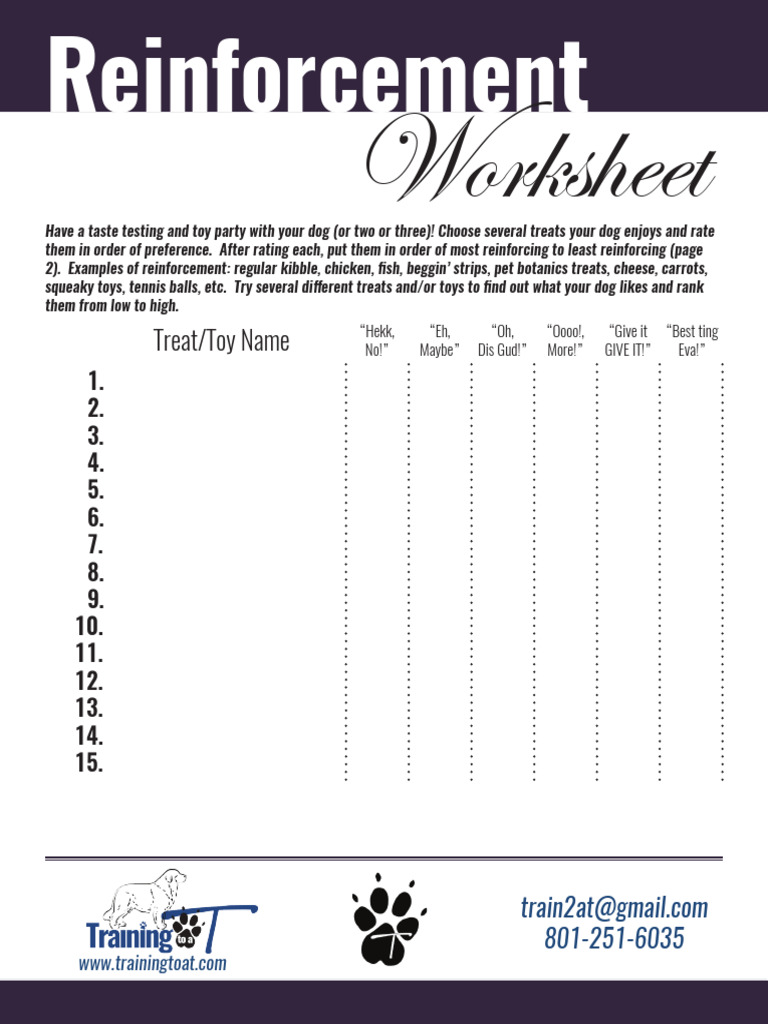 Reinforcement Worksheet | PDF