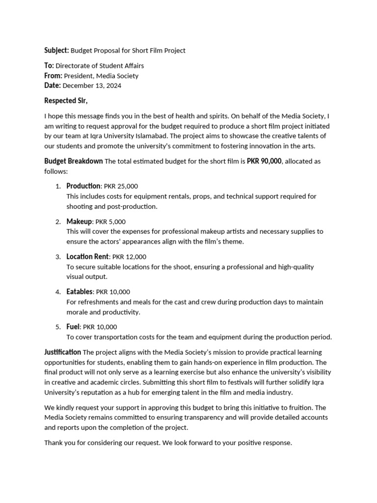 Budget Proposal | PDF