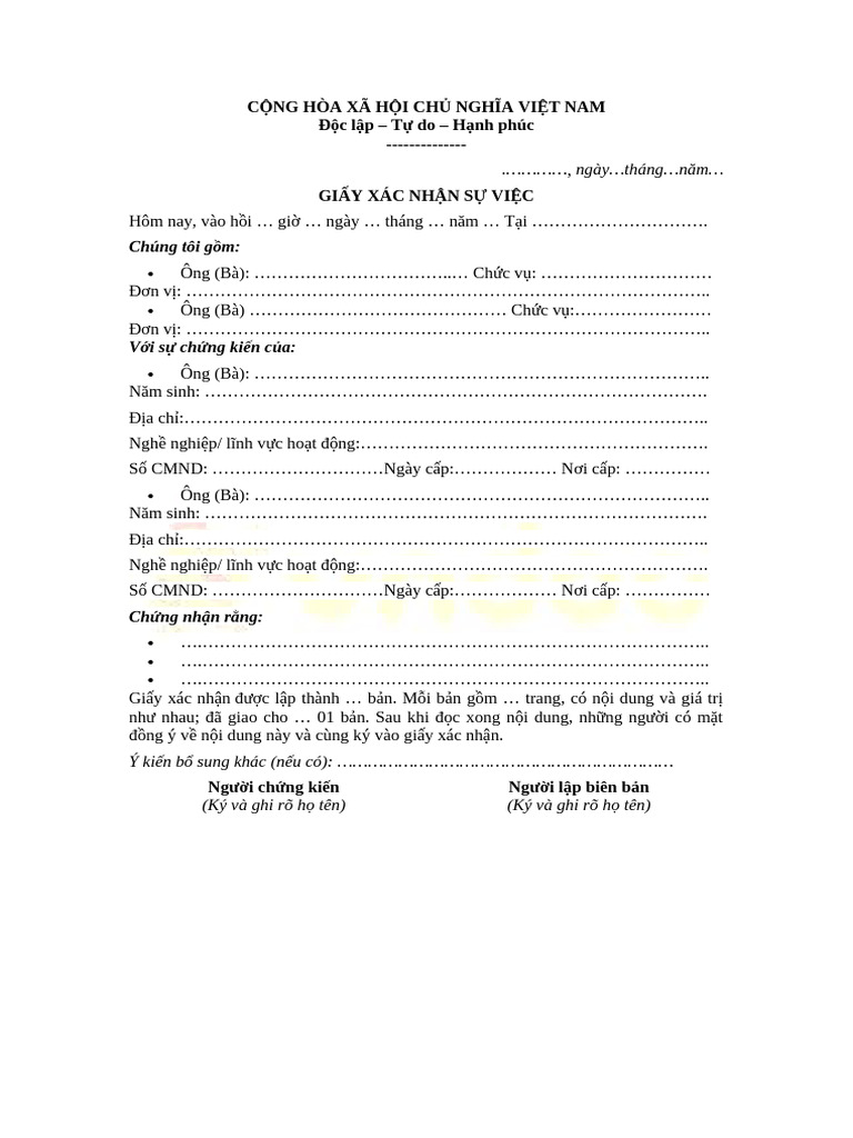 Mau Ban Xac Nhan Su Viec - 0806135252 | PDF