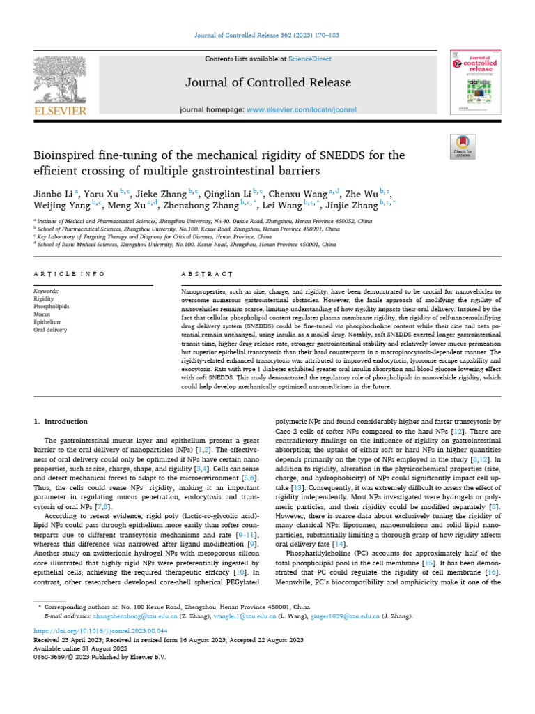 Bioinspired Fine-Tuning of The Mechanical Rigidity of SNEDDS For The ...