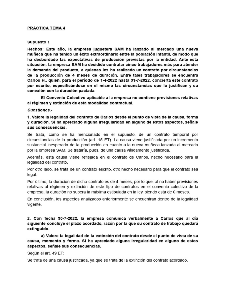 Práctica Tema 4 | PDF | Business | Daños y perjuicios