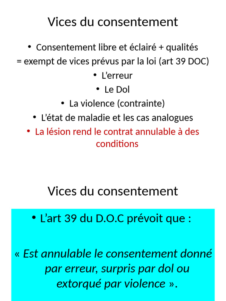6 Vices du consentement | PDF