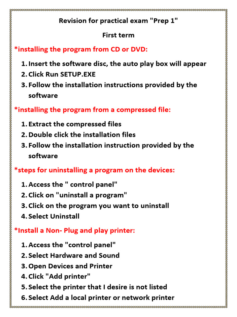 Practical Exam Revision Guide: Software Installation and Google Meet | PDF