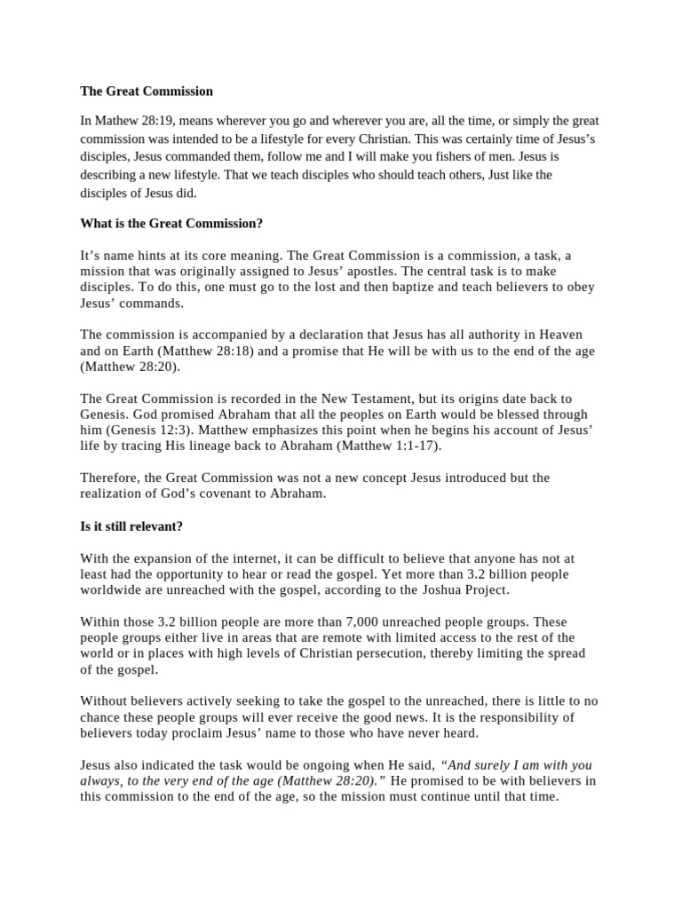 Understanding the Great Commission | PDF | Jesus | Disciple (Christianity)