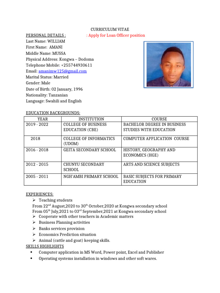 Curriculum Vitae[1] | PDF