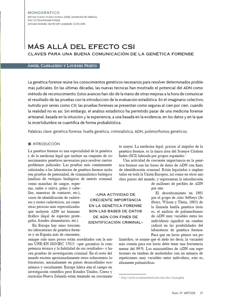 Mas alla CSI | PDF | Perfiles de ADN | Microsatélite