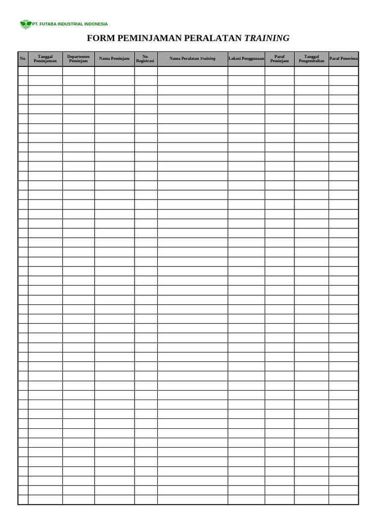 F.QA.136 REV.00 Form Peminjaman Peralatan Training | PDF
