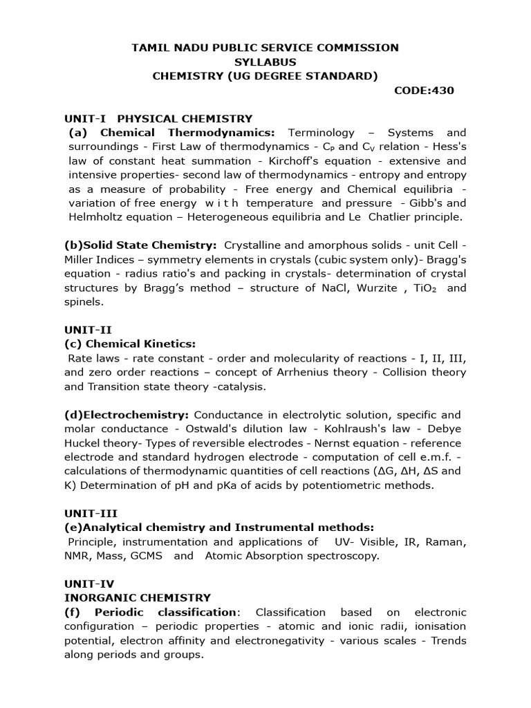 LAS Chemistry UG Syllabus | PDF