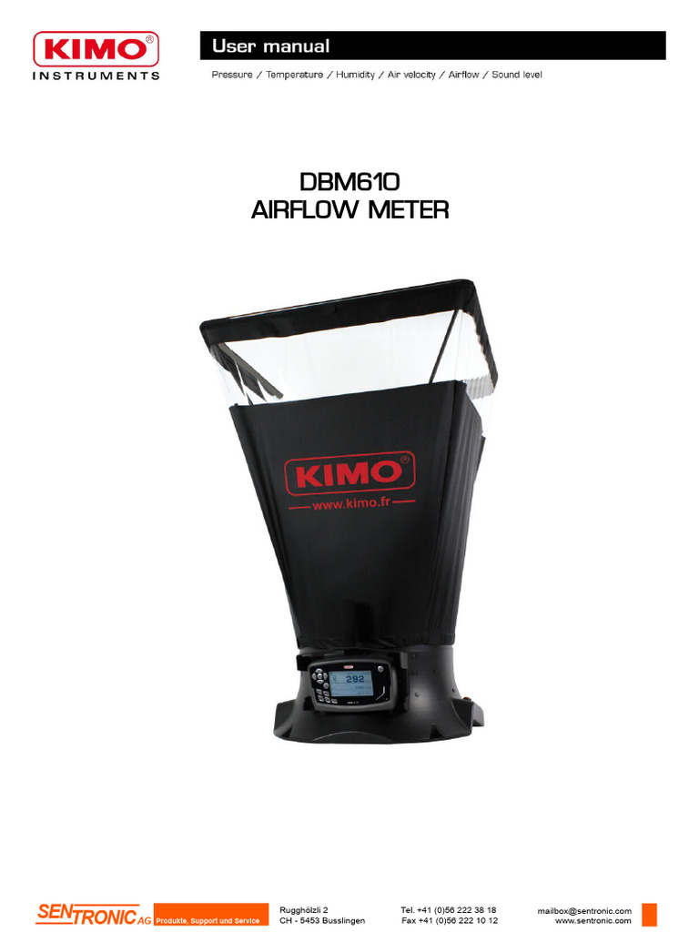 KIMO - DBM-610 (Airflow Meter) | PDF | Pressure Measurement | Thermocouple