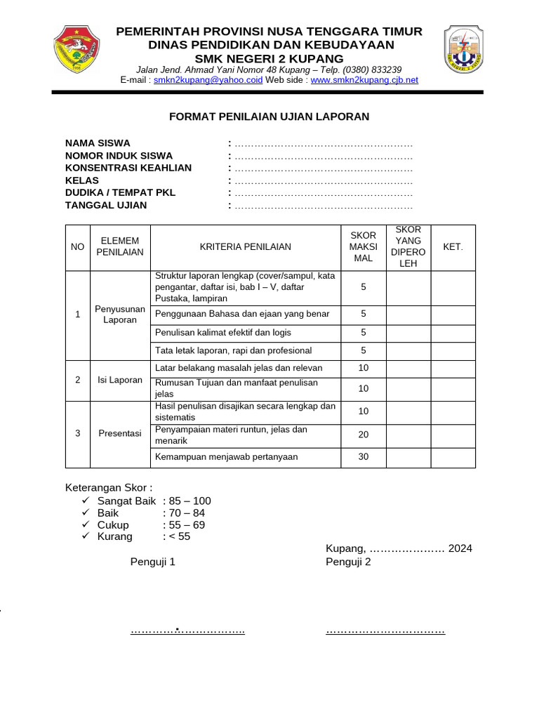 Format Penilaian Pkl | PDF
