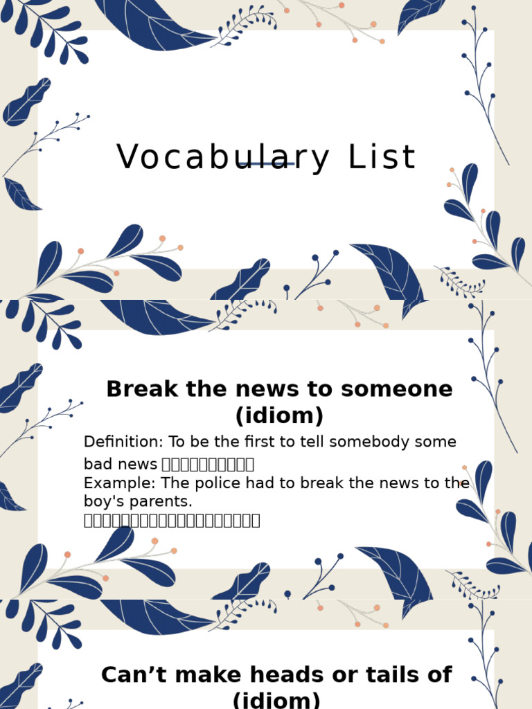 Final Exam Vocab List | PDF