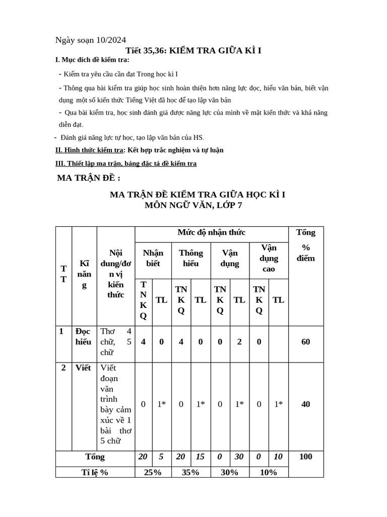 De Thi gk1 Van 7 KNTT de 6 | PDF