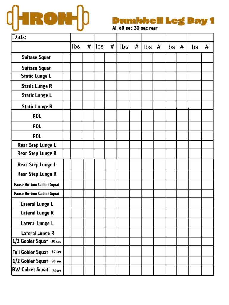 Iron Workout Plan: Full Body & Legs | PDF | Weight Training | Strength ...